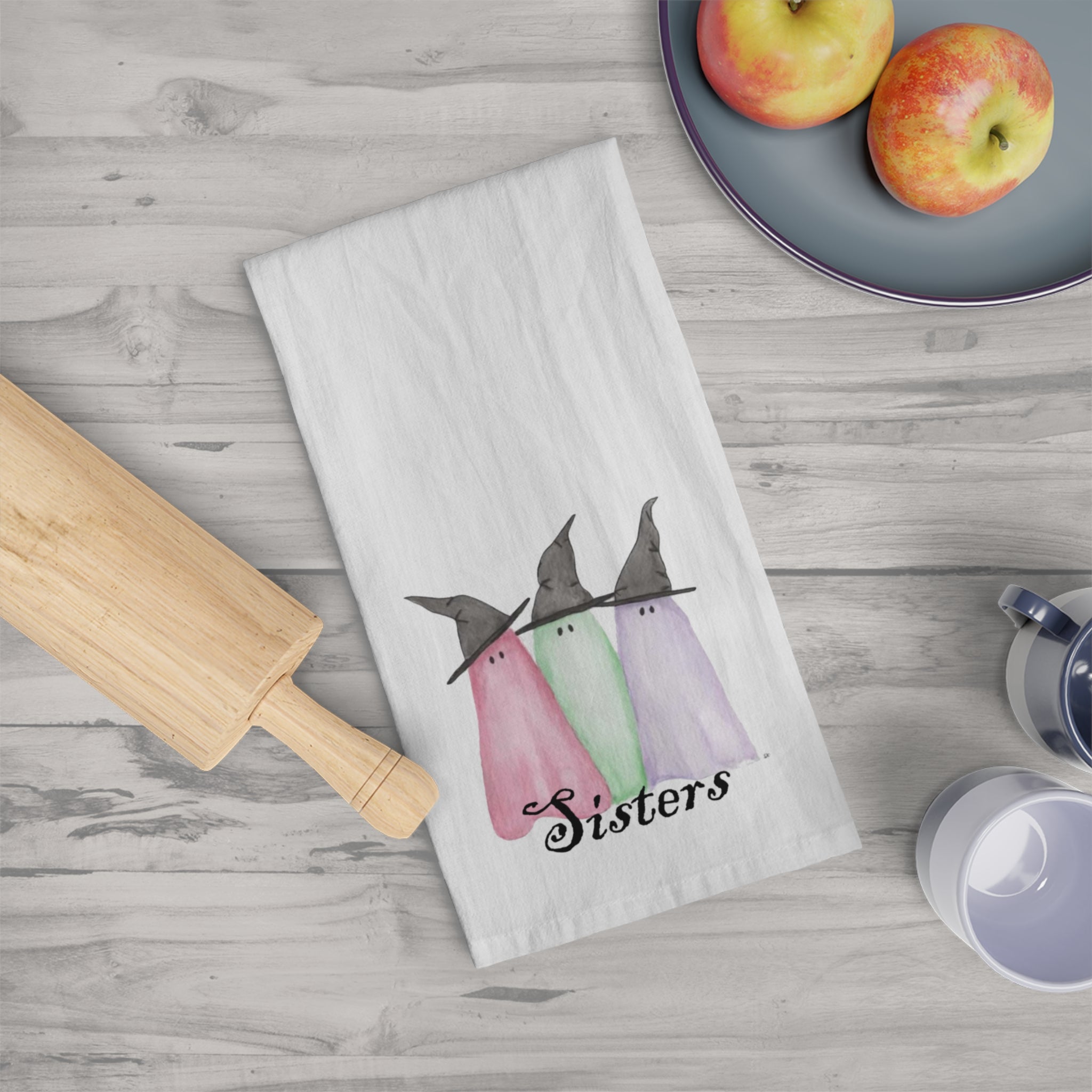 Watercolor Sisters Ghosts Tea Towel – Oak and Raven